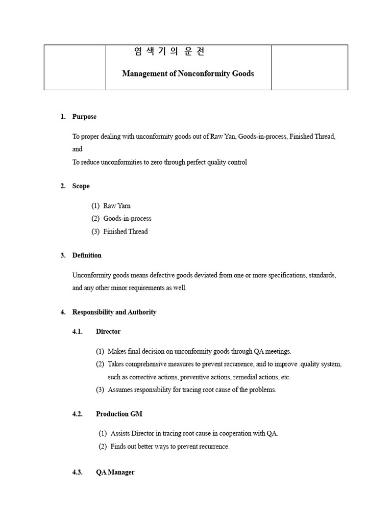 Management of Nonconformity Goods | PDF | Quality Assurance | Economies