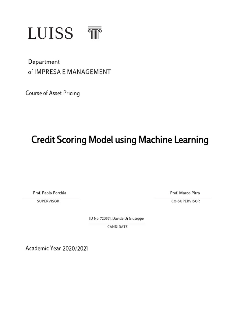Credit Scoring Model Using Machine Learning | Download Free PDF | Bond ...