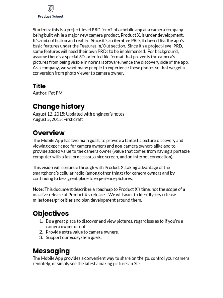 Sample PRD | PDF | Ios | Mobile App