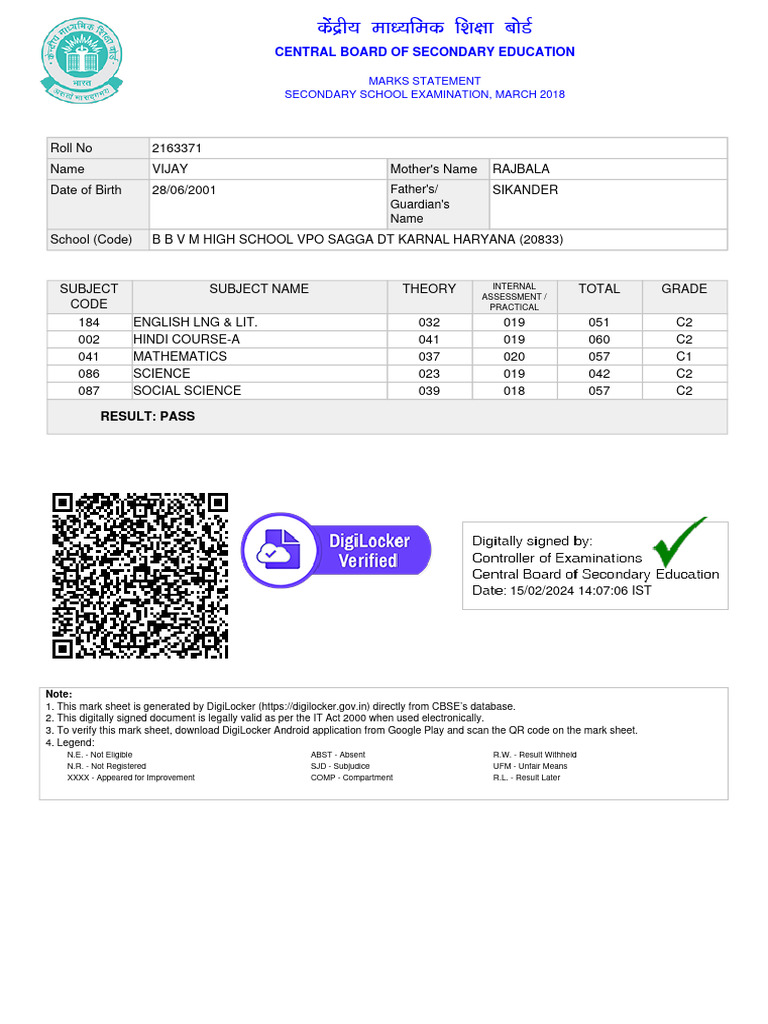 In Gov cbse-SSCER-21633712018 | PDF