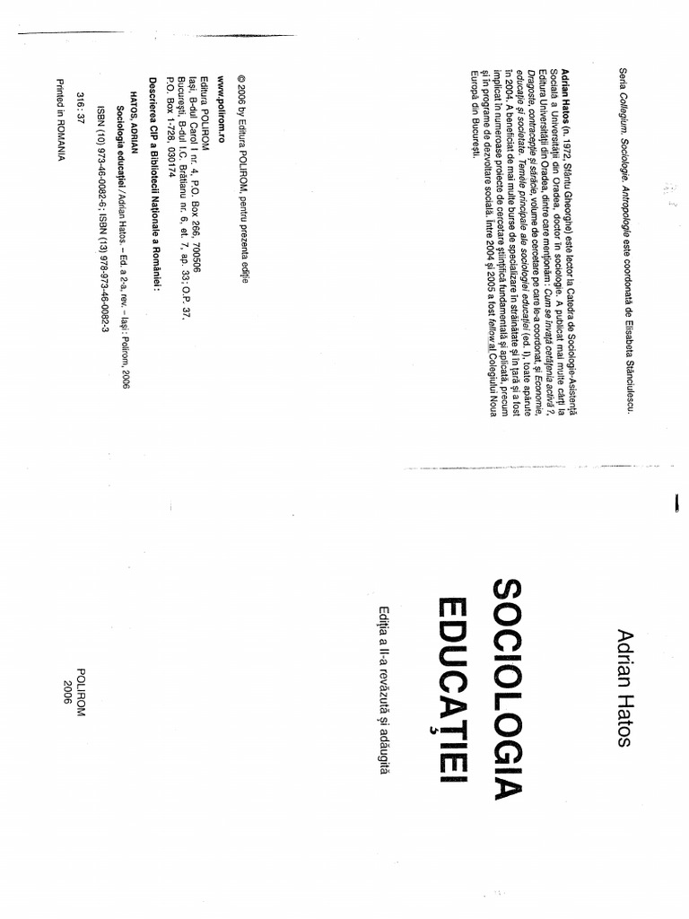 Sociologia Educatiei - Adrian Hatos | PDF