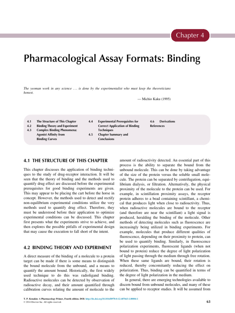 Chapter 4 Pharmacological Assay Formats Binding | Download Free PDF ...