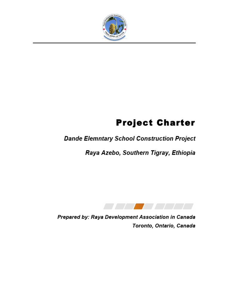 Project Charter: Dande Elemntary School Construction Project Raya Azebo ...