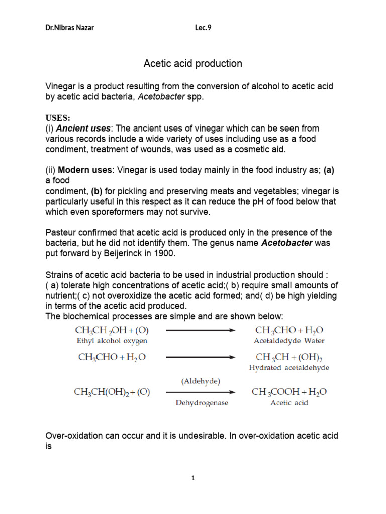 Acetic Acid Production Methods | PDF | Acetic Acid | Vinegar