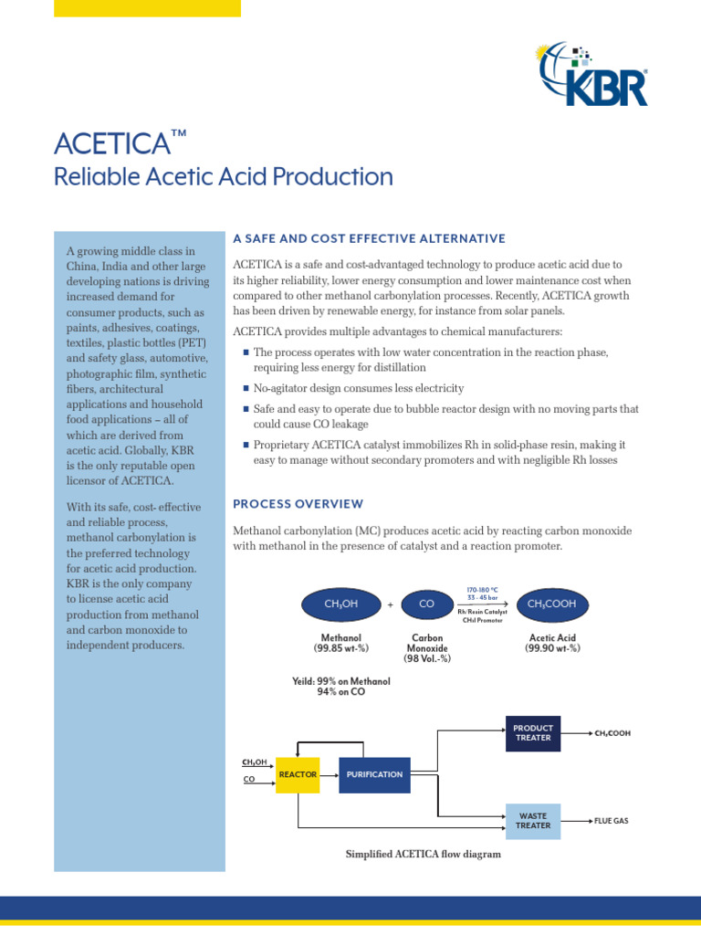 ACETICA Brochure | PDF | Acetic Acid | Methanol