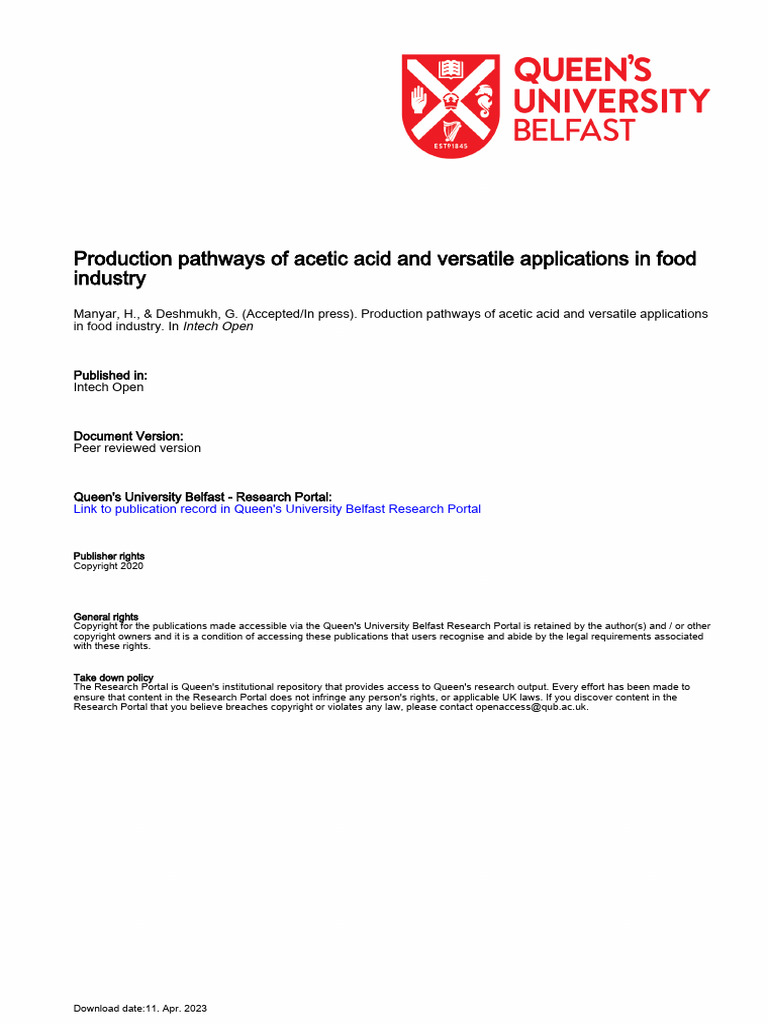 Revised Clean Copy | PDF | Acetic Acid | Catalysis