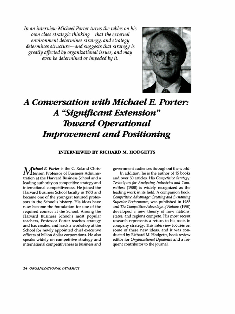 A Conversation With Michael E PORTER | PDF | Strategic Management ...
