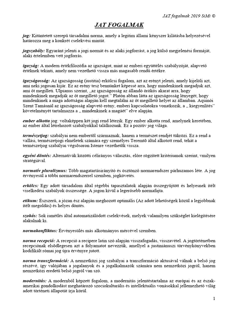 Jat Fogalmak 2019 Simi | PDF