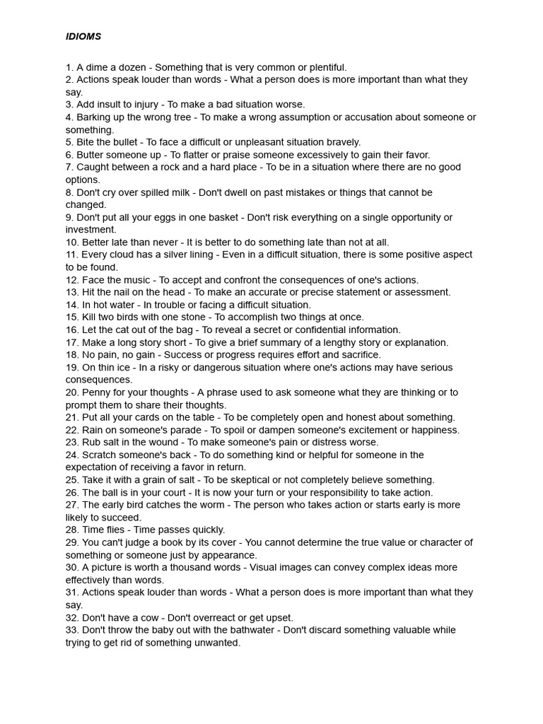 Idioms | PDF | Thought