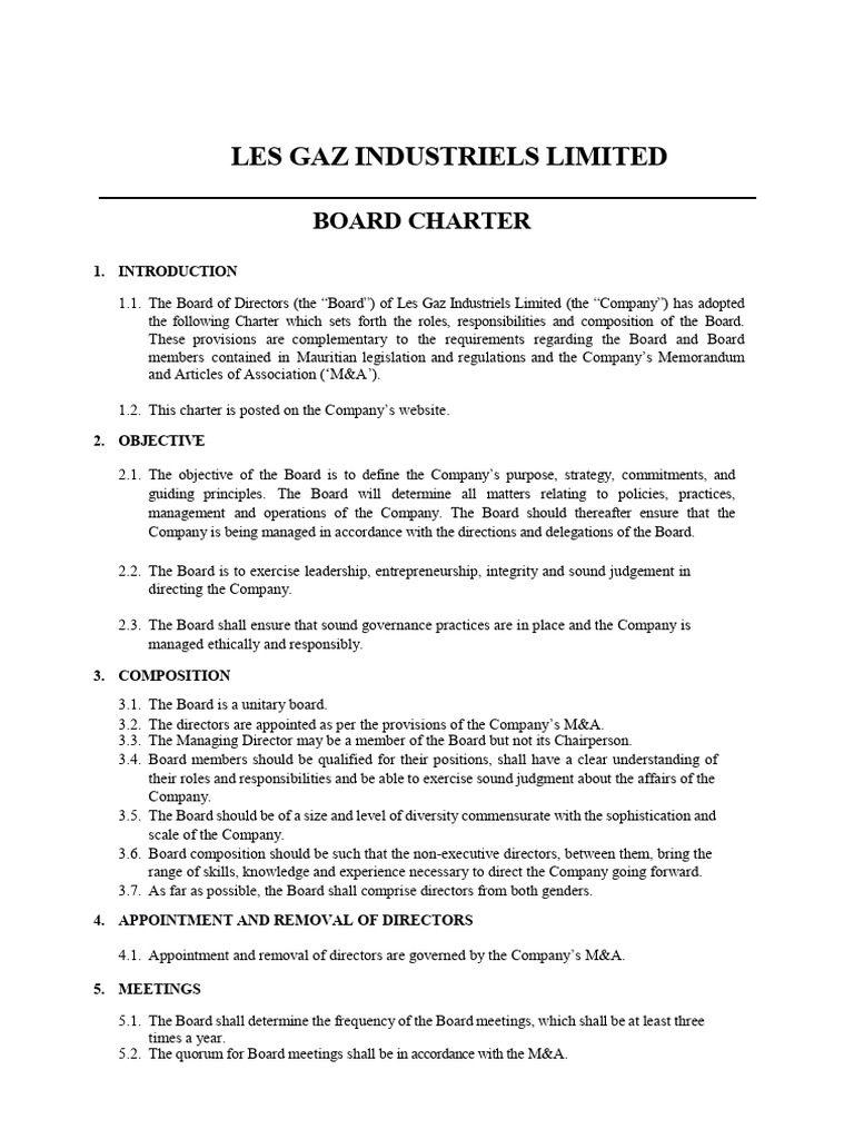 LGI Draft Board Charter | PDF | Audit | Corporate Governance