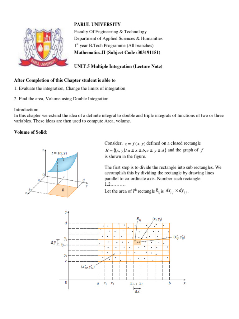 Unit 6 Multivariable Calculus Doc File Pdf Integral Coordinate System