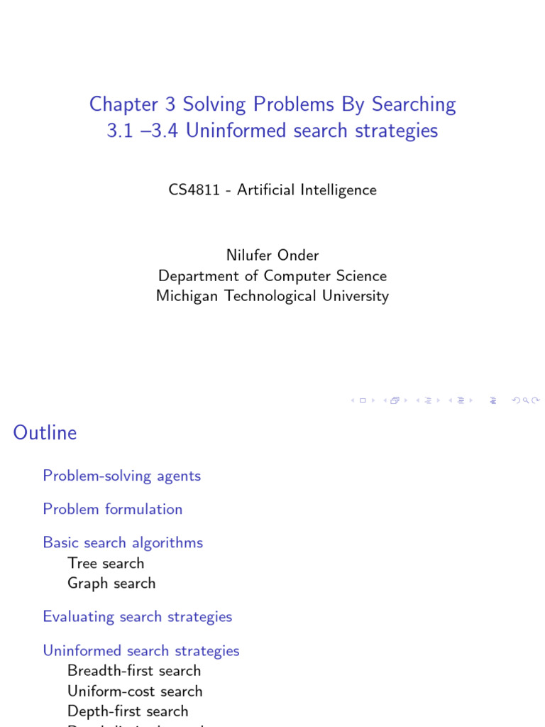 cs4811 ch03 Search A Uninformed | PDF | Computational Problems | Mathematical Logic