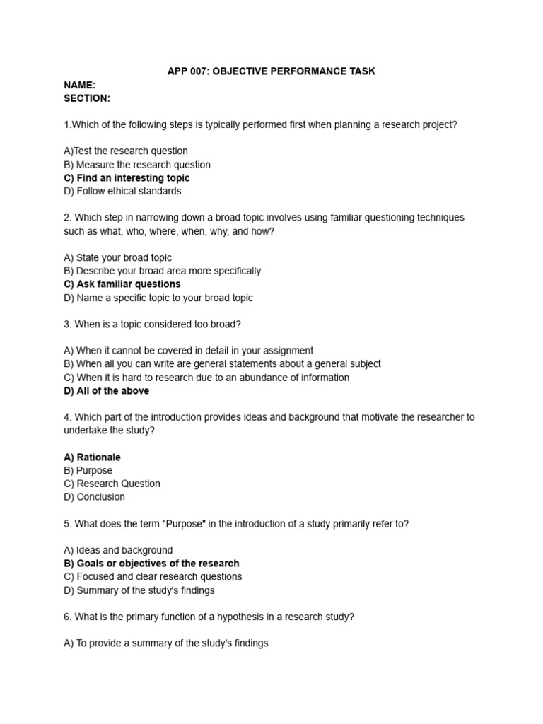 App 007 Objective Performance Task | PDF | Science | Methodology