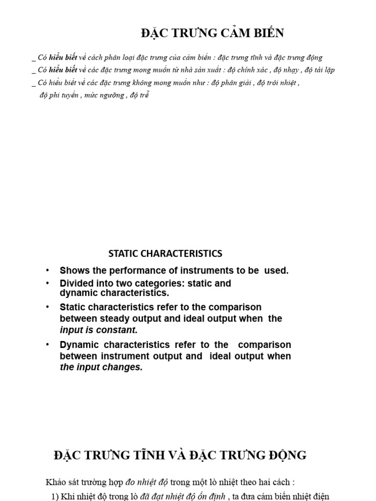 ĐẶC TRƯNG CẢM BIẾN Buổi 3 DLCN | PDF