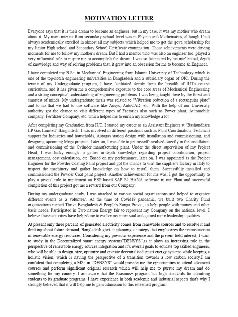 Motivation Letter-Draft-Flensburg | PDF | Career & Growth | Computers