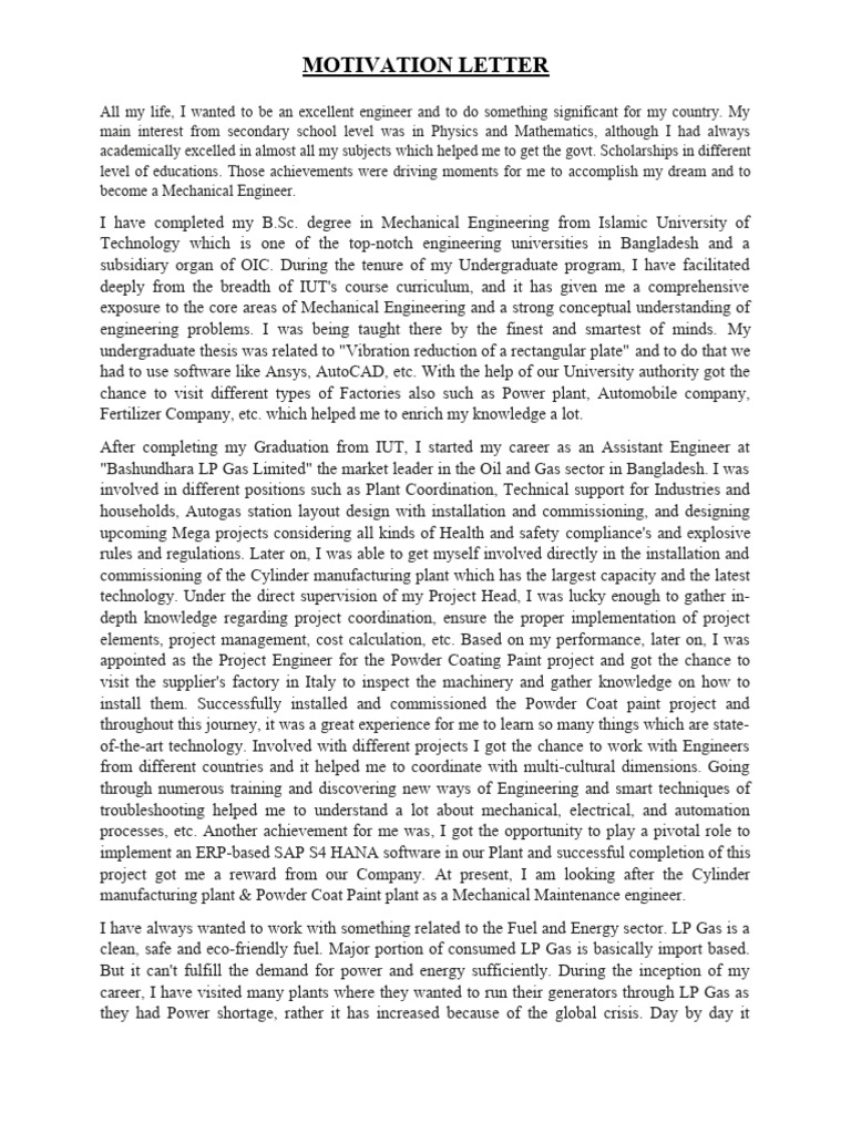 Motivation Letter-Draft-Meta4 | PDF | Renewable Energy | Engineering