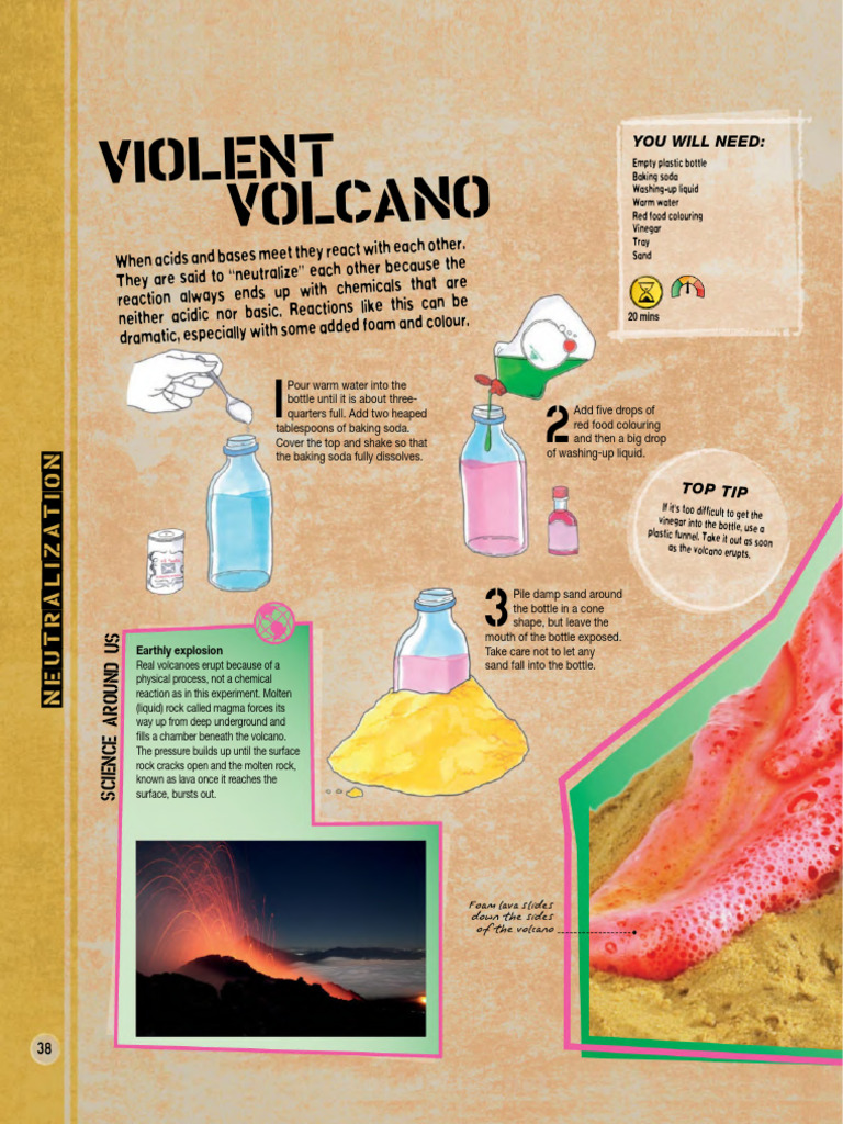 Violent Volcano - Chemical Reaction | PDF | Sodium Bicarbonate | Volcano