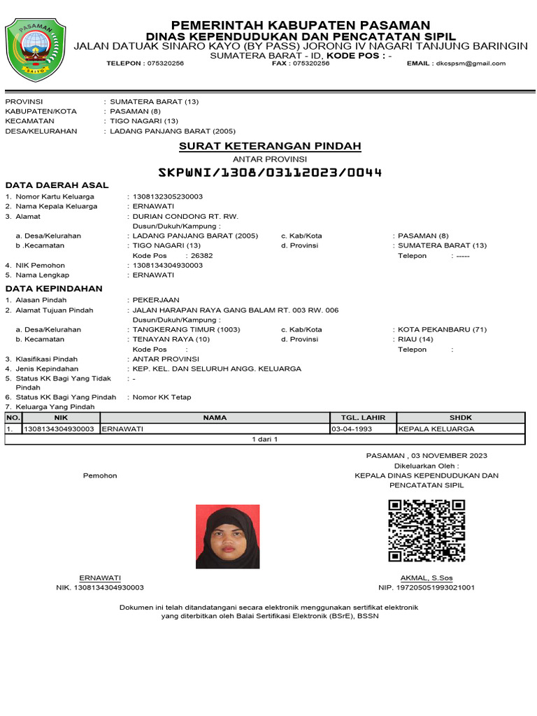 Surat Pindah Ernawati | PDF