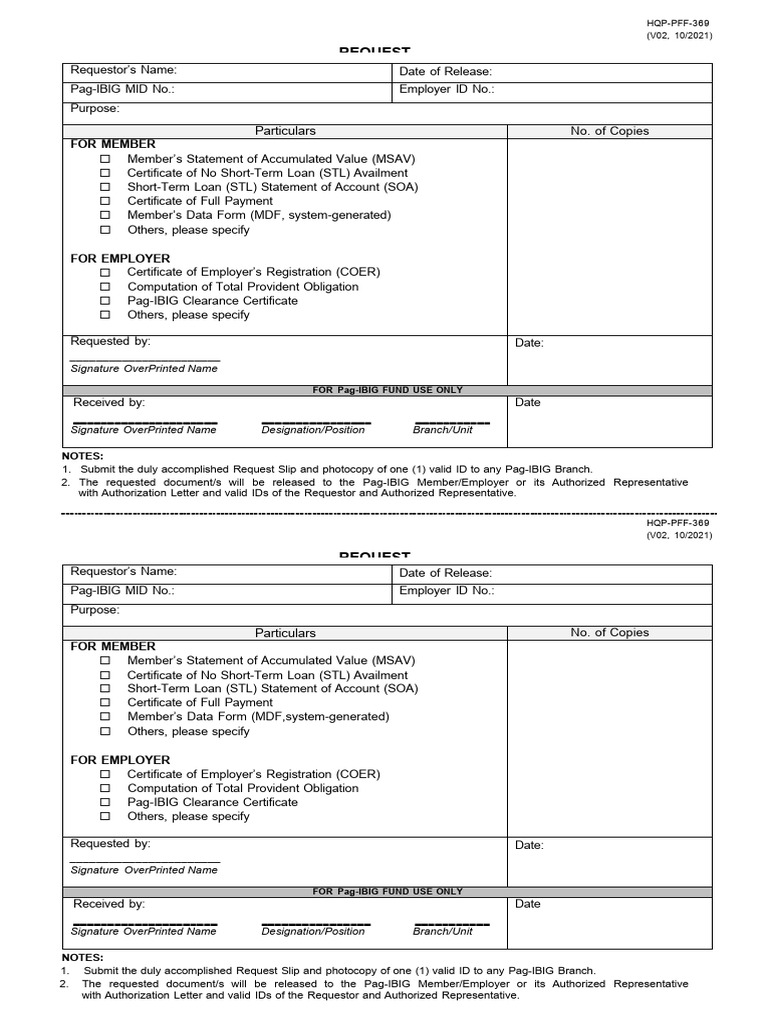 PFF369 RequestSlip V02 | PDF | Government | Business