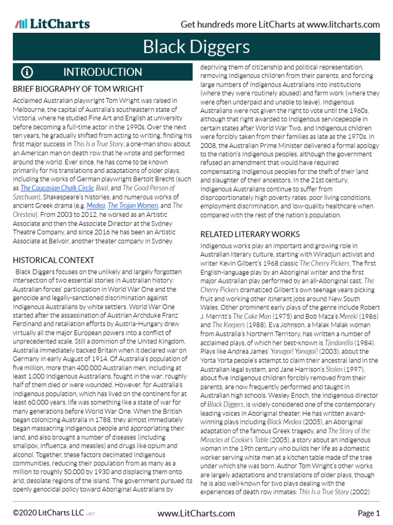 Black Diggers LitChart | PDF | Indigenous Australians | Australia