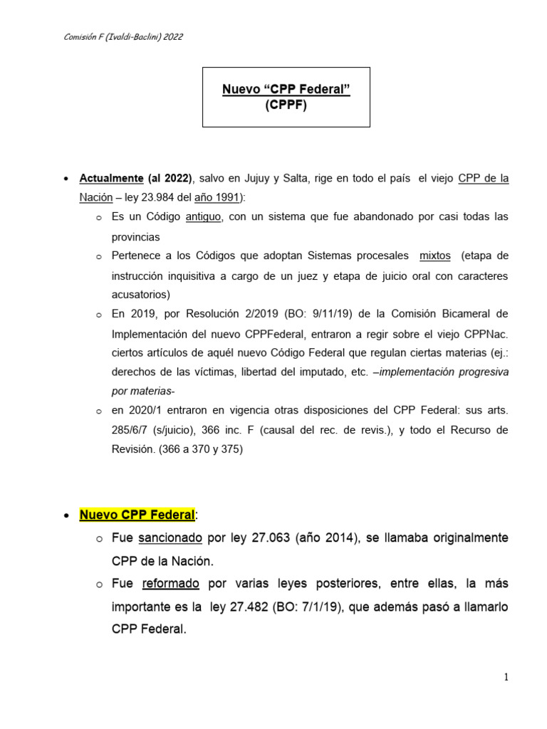Implementación del Nuevo CPP Federal | PDF | Judicaturas | Gobierno ...
