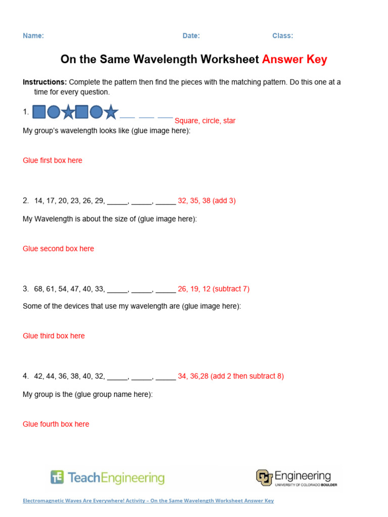 Electromagnetic Waves Same Wavelength Worksheet Answer Key | PDF ...
