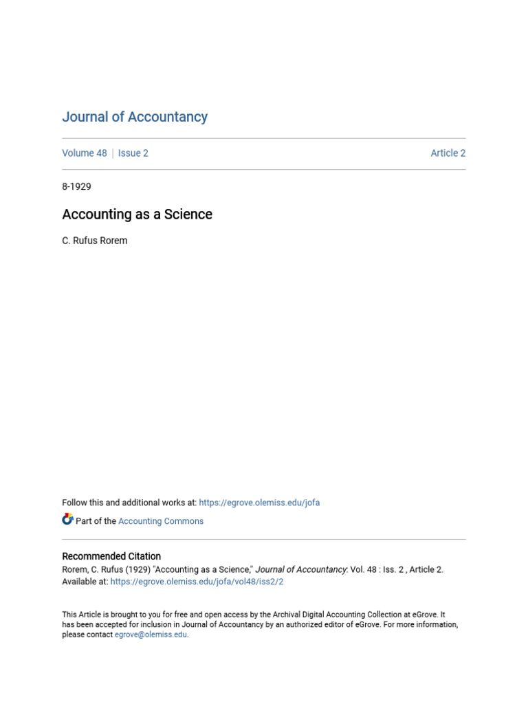 Accounting as a Science Explained | PDF | Statistics | Economics