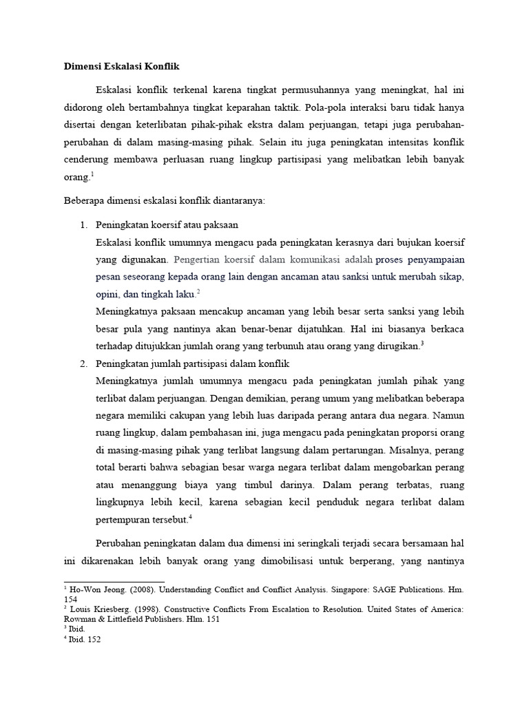 Dimensi Eskalasi Konflik: Koersi dan Partisipasi | PDF | Pengelolaan ...