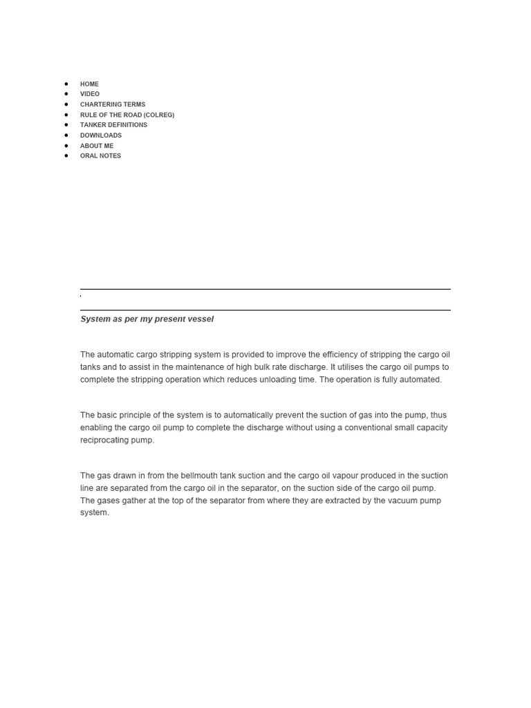 Automatic Cargo Stripping System: Knowledge of Sea | PDF | Pump | Valve