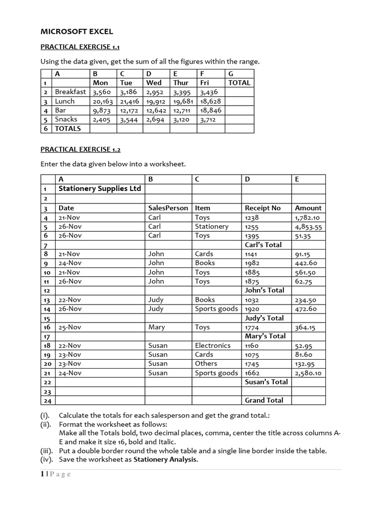 Excel Practical Qns | PDF | Payroll | Expense