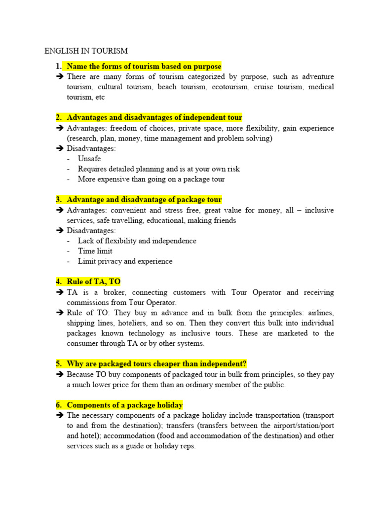 English In Tourism Pdf Tourism Hotel