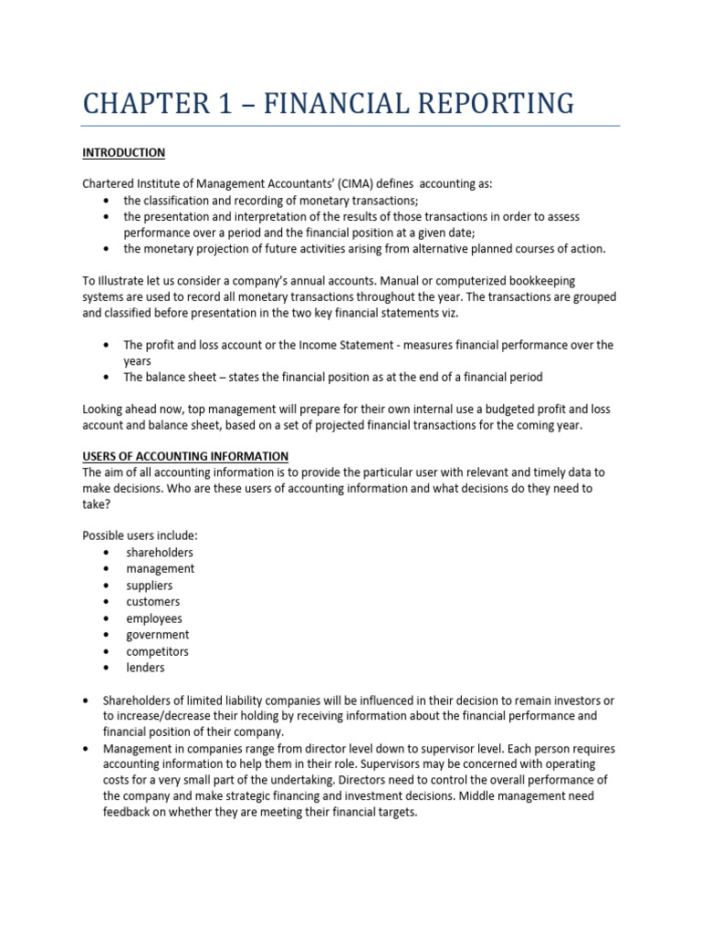 Chapter 1 - Financial Reporting | PDF | Accounting | Expense
