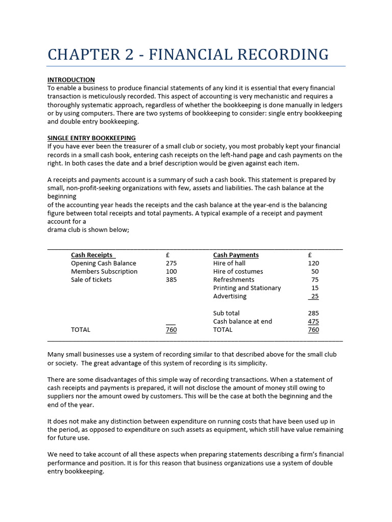 Chapter 2 - Financial Recording | PDF | Debits And Credits | Bookkeeping