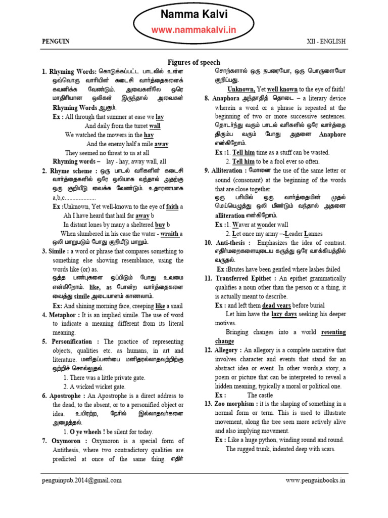 Namma Kalvi 12th English Penguin Guide 219596 | PDF | Young Adult