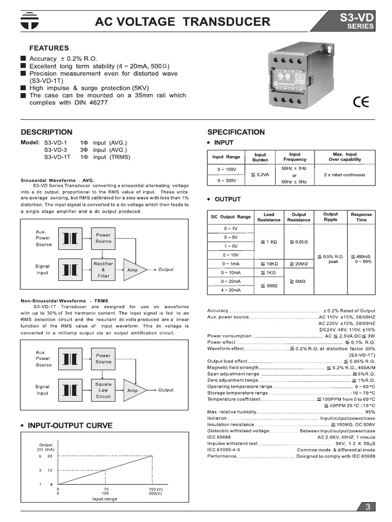 S3 VD 1 15A4B Taik Electric | PDF | Electrical Components | Physical Quantities