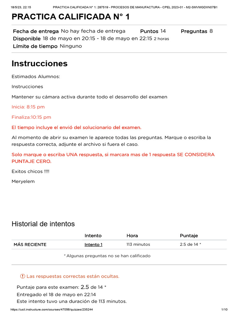 Practica Calificada #1 - 287519 - Procesos de Manufactura - Cpel 2023-01 - M2-Smvmgdiin07b1 ...