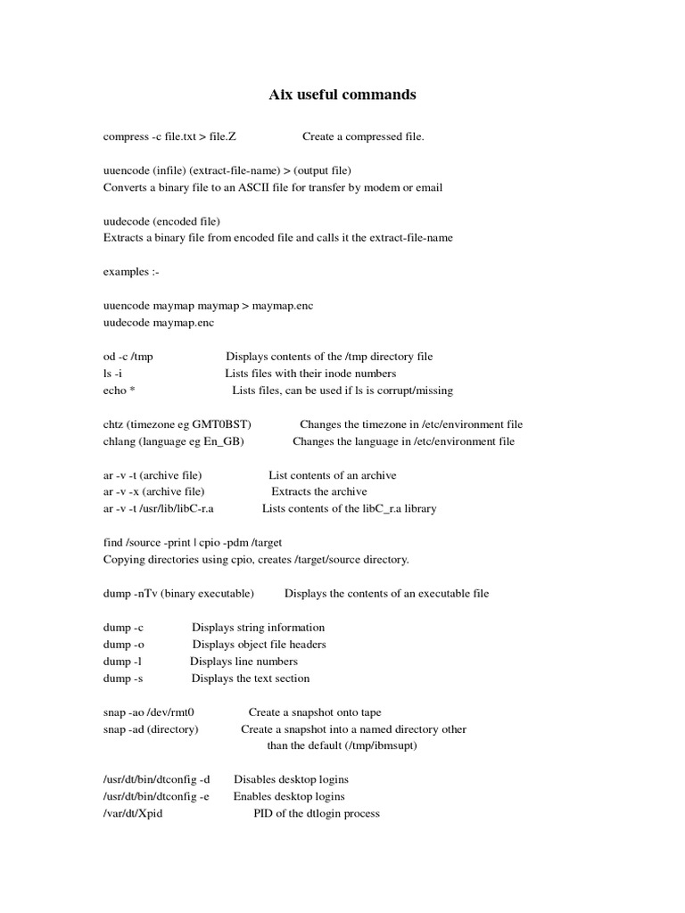aixusefulcommands | PDF | Computer File | Data