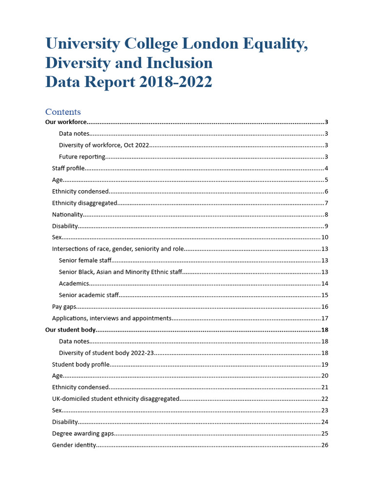 Ucl Edi Data Report 2018 22final Pdf Sex Discrimination And Race Relations