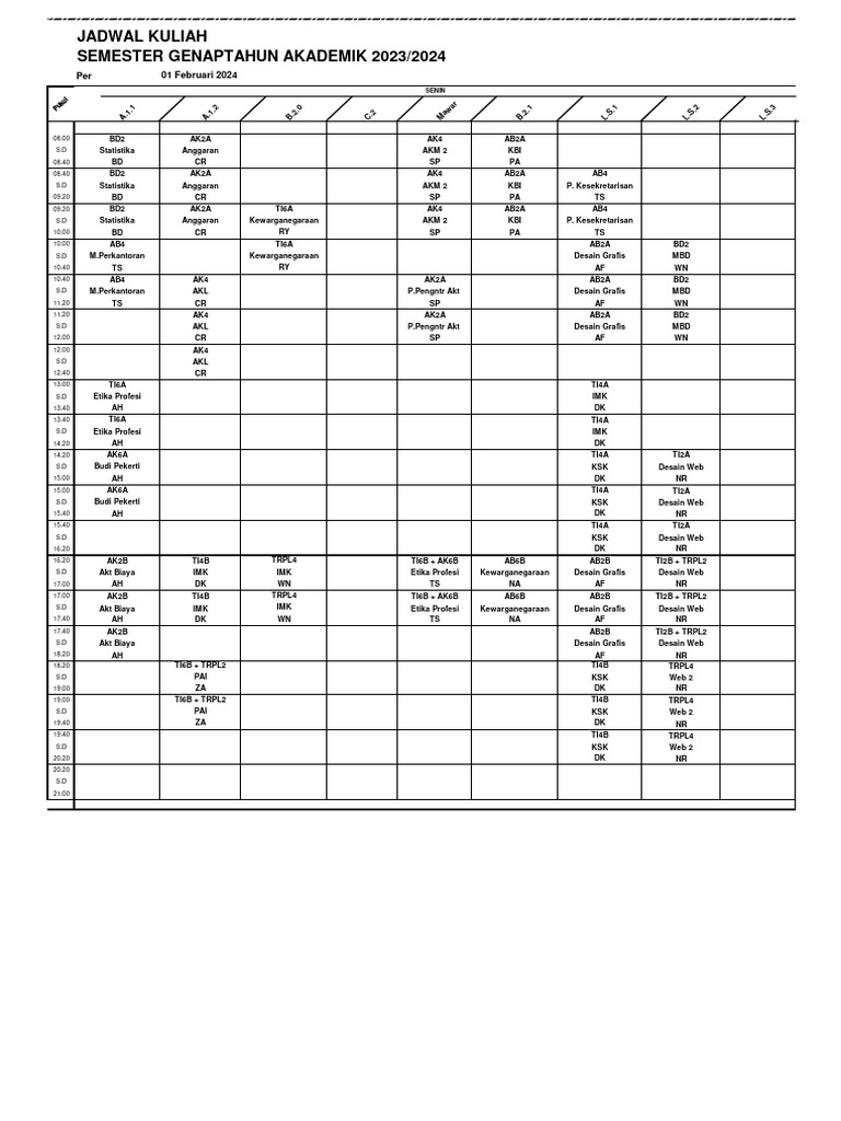 A-JADWAL GENAP 2023-2024 | PDF