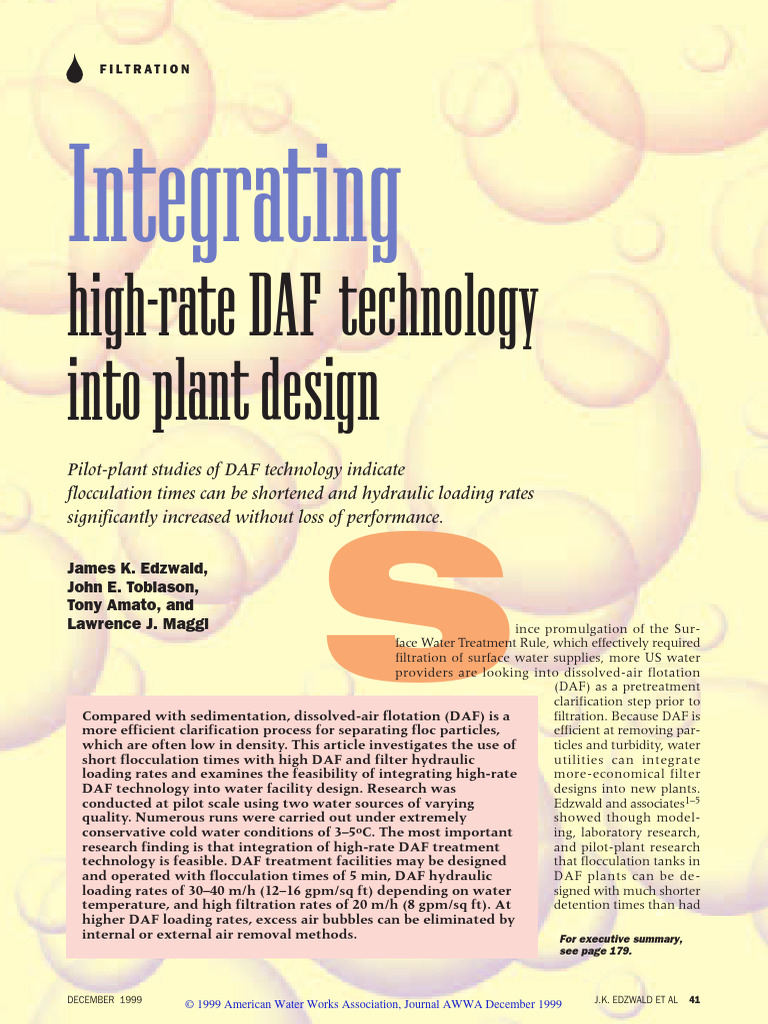 High-Rate DAF Integration in Water Design | PDF | Environmental Science ...