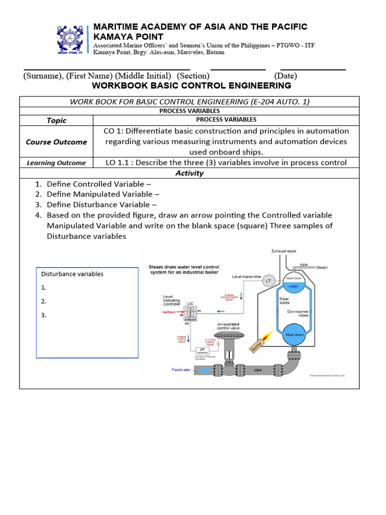 Week 1 Auto 1 Workbook | PDF | Pressure Measurement | Control Engineering
