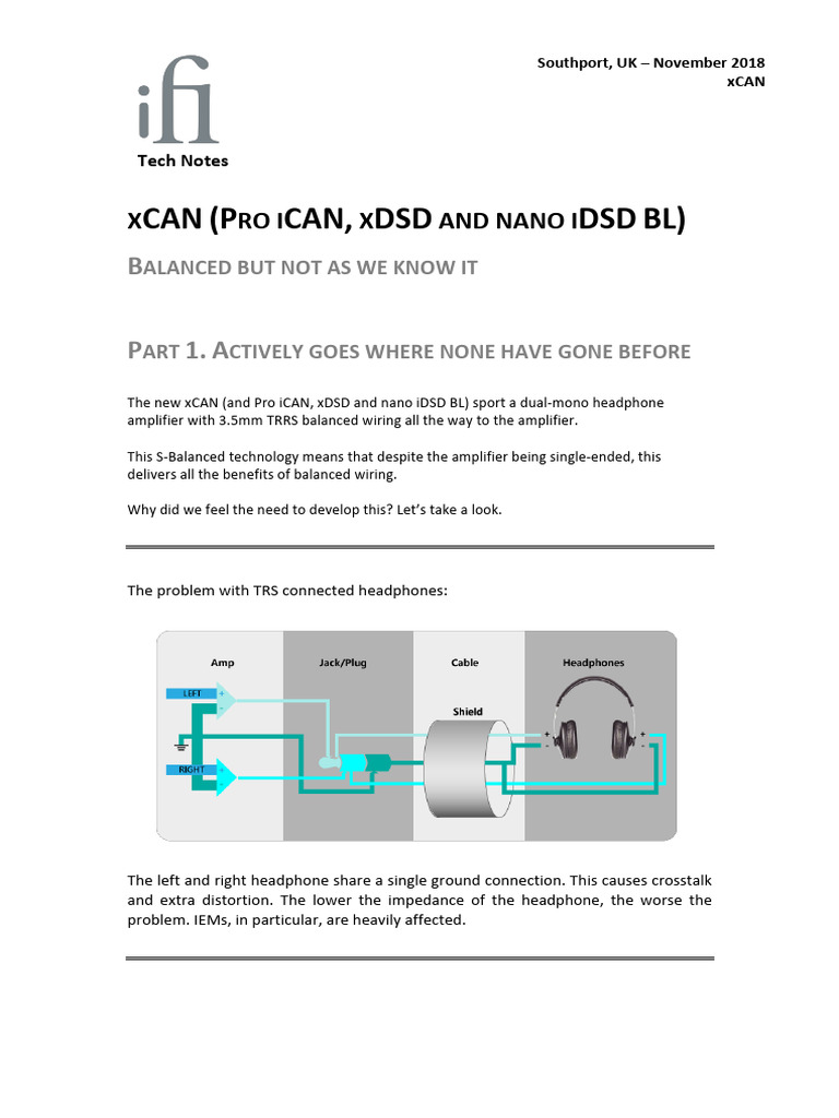 IFi Audio XCAN S BAL Tech Note | Download Free PDF | Headphones | Signal To Noise Ratio