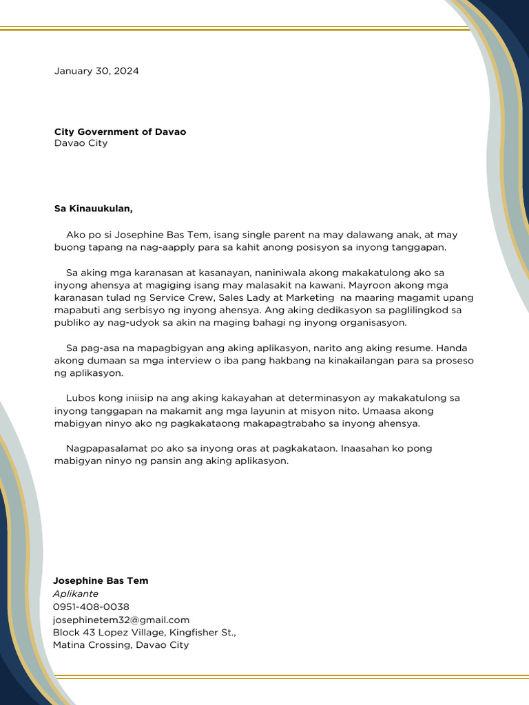 Application Letter | PDF