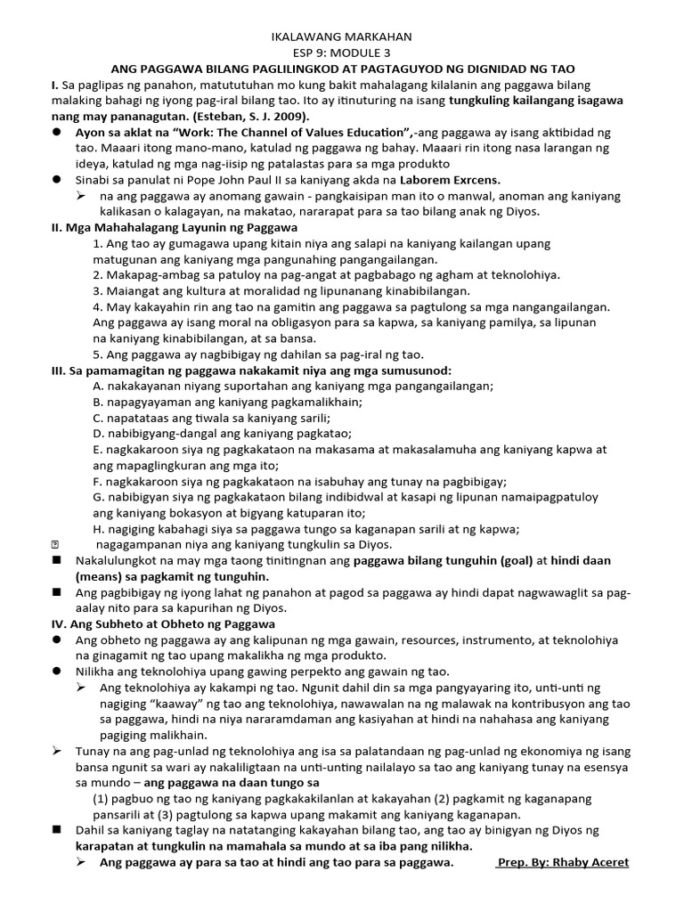 3rd Modyul Outline | PDF