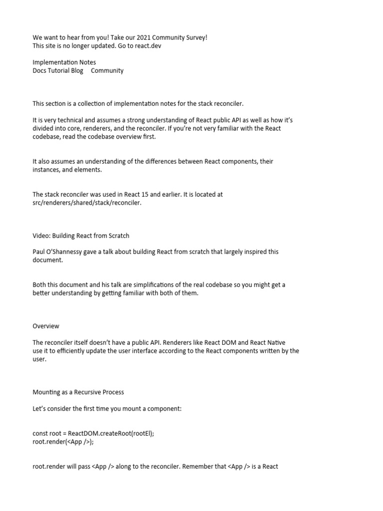 Implementation Notes - React | PDF | Document Object Model | Class ... Implementation Notes - React | PDF | Document Object Model | Class ...