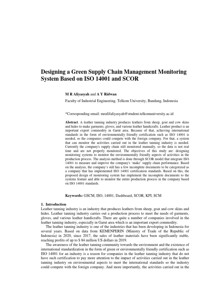 Designing A Green Supply Chain Management Monitoring System Based On ...
