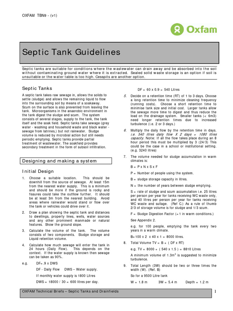 Ref B.3 TB9 Septic Tank Guidelines | PDF | Septic Tank | Sewage Treatment