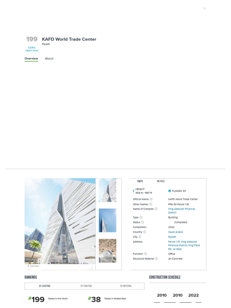 KAFD World Trade Center Overview | PDF | Riyadh | Abdullah Of Saudi Arabia