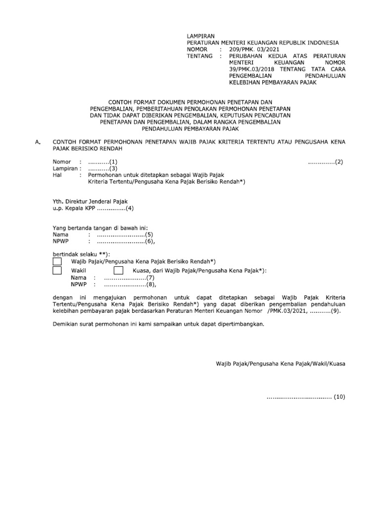 Lampiran Surat Permohonan Restitusi | PDF