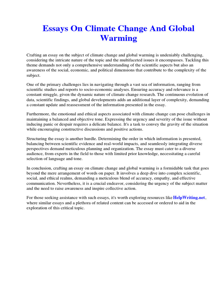 Essays On Climate Change and Global Warming | PDF | Mathematics ...